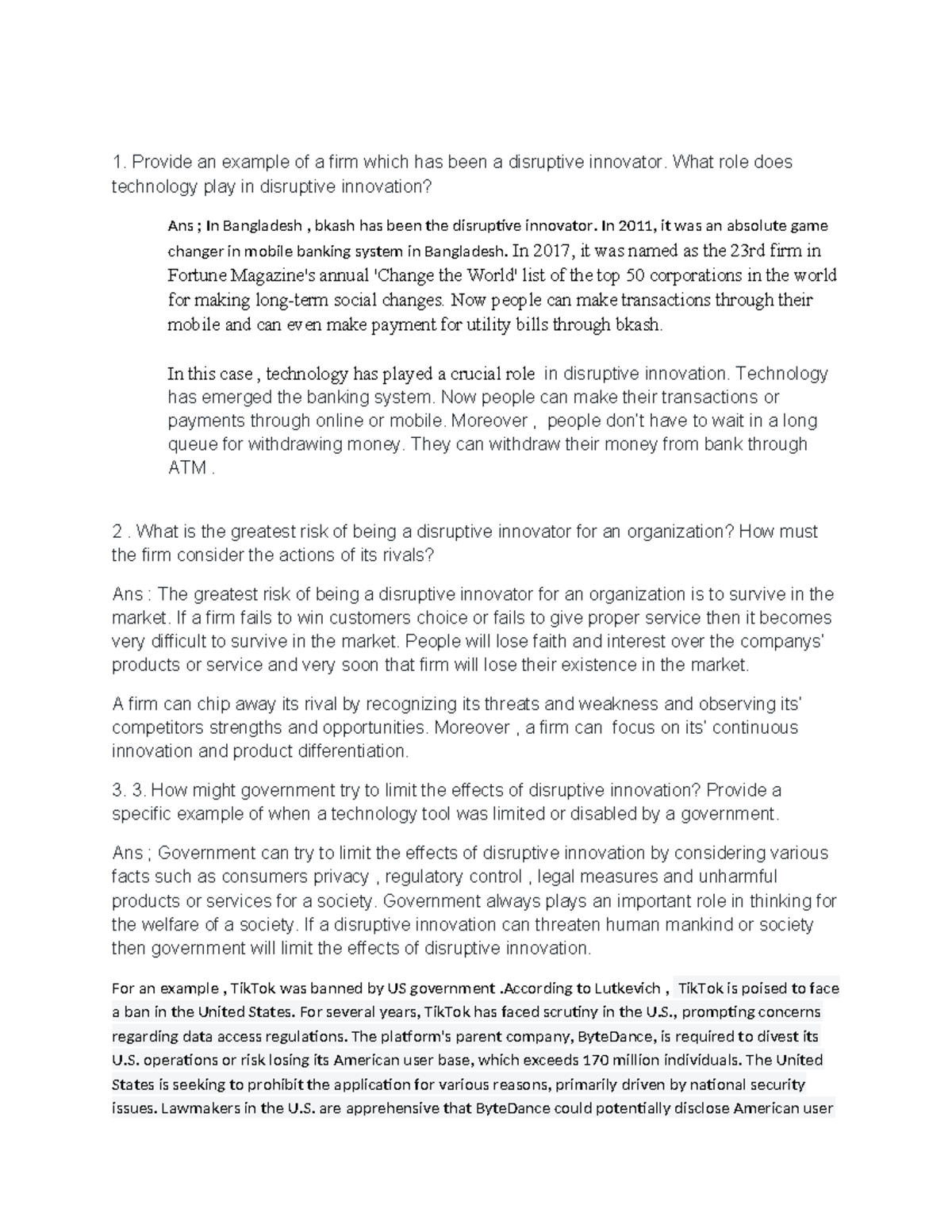 Disruptive Innovation Insights: Case Study of bKash and Government ...