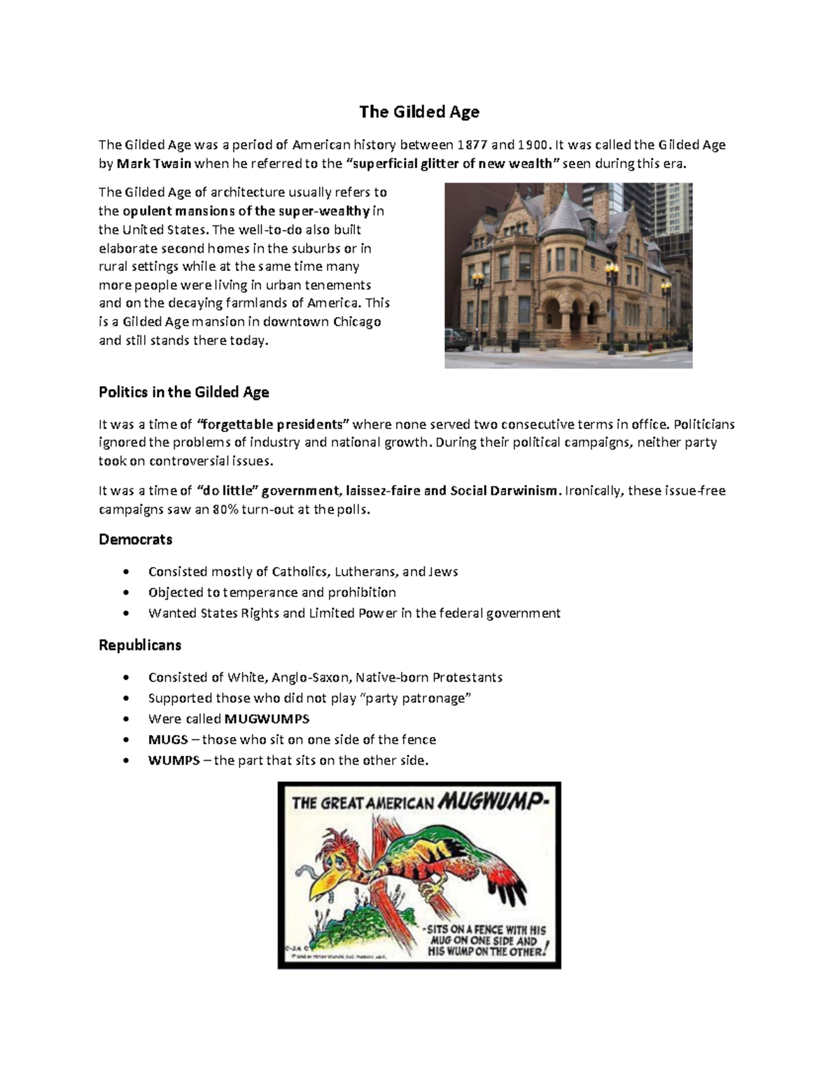 The Gilded Age: Political and Economic Developments in U.S. History II ...