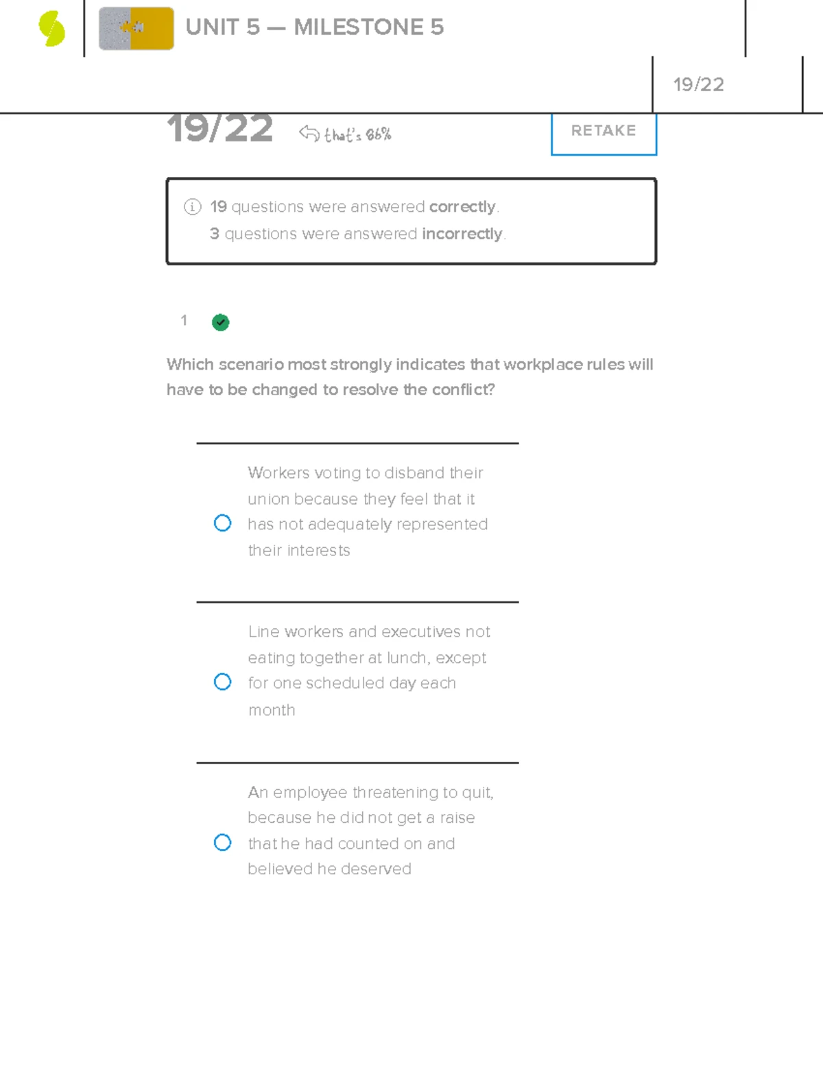 Conflict unit 3 - unit 3 milestone - 1 CONCEPT → Zero-sum vs. Win-Win Thinking 18 / 21 that's 86 ...