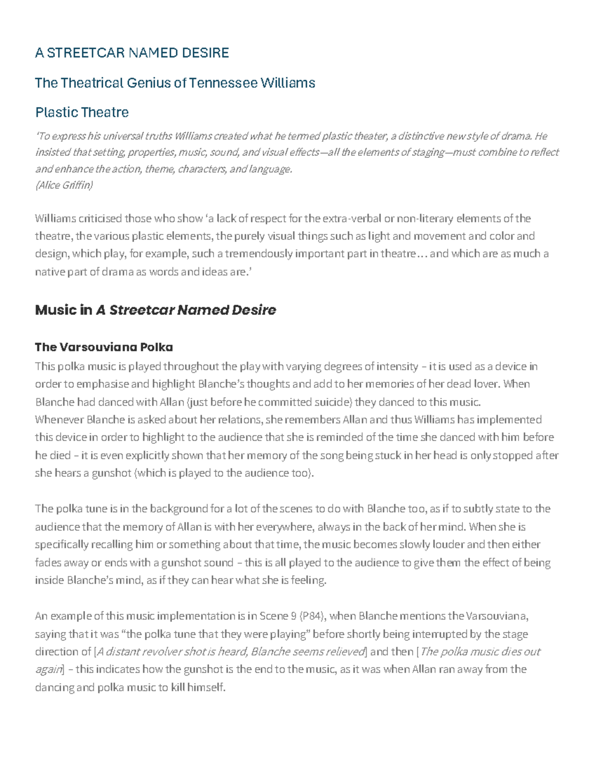 Streetcar Named Desire: Exploring Tennessee Williams' Plastic Theatre ...