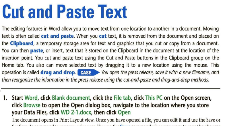 Word Module-2 - Important question - Cut and Paste Text The editing ...