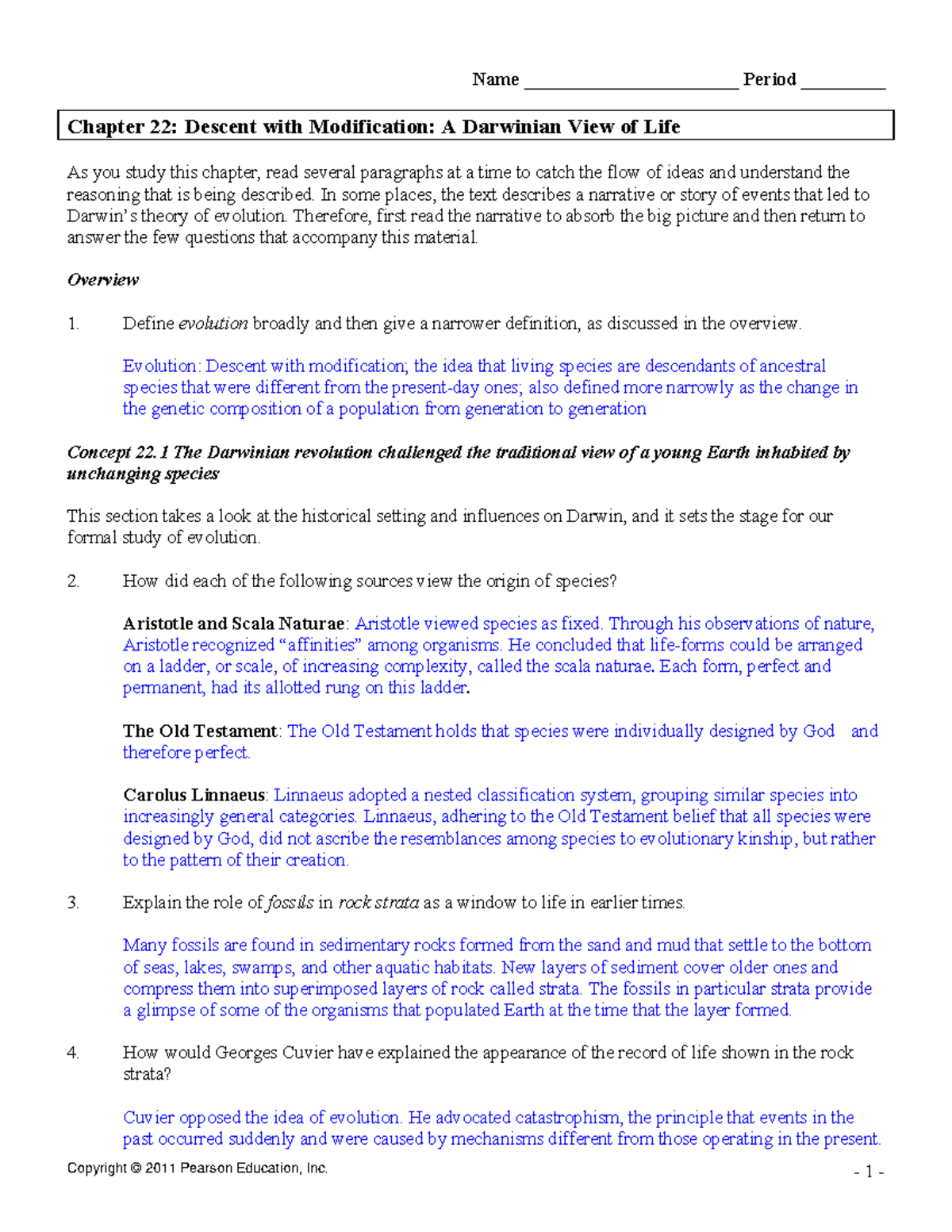0 chapter 22 darwin reading guide answer - Name ...