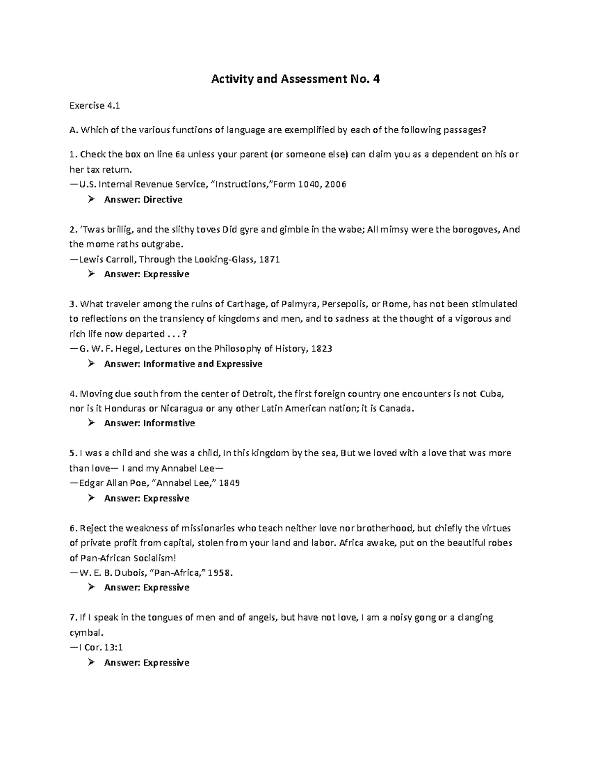 Activity 4 - solution manual - Activity and Assessment No. 4 Exercise 4 ...