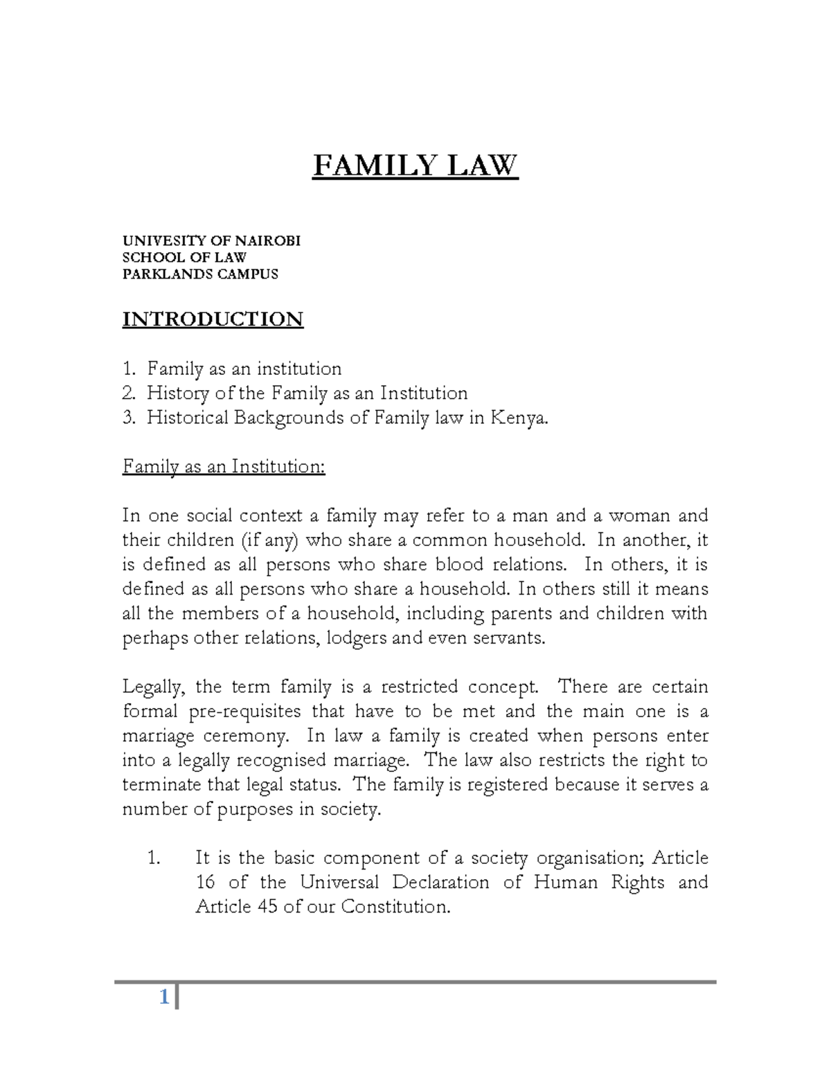 Key Family Law Notes | University of Nairobi | School of Law PDF - Studocu