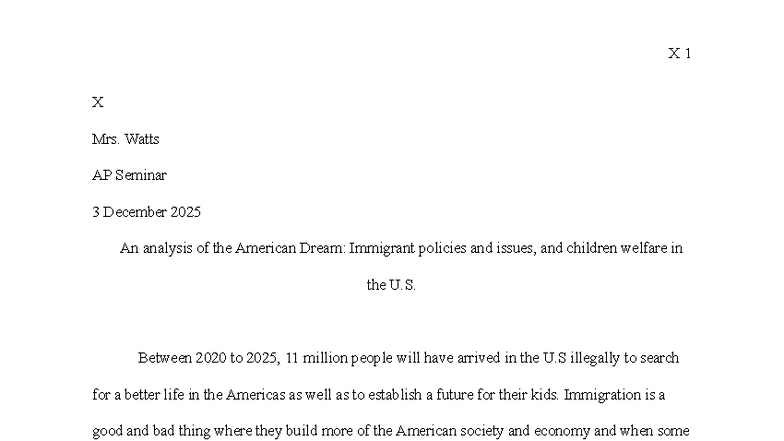 AP Seminar M7 Final Exam: Analyzing the American Dream & Immigration ...