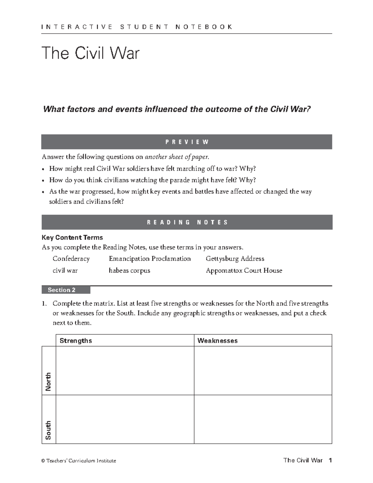 Civil War Notes 2024: Interactive Student Notebook Guide - Studocu