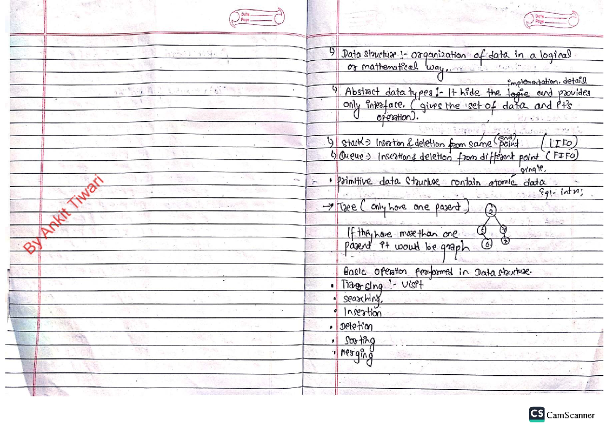 DSA 104.20: Comprehensive Handwritten Notes on Data Structures and ...