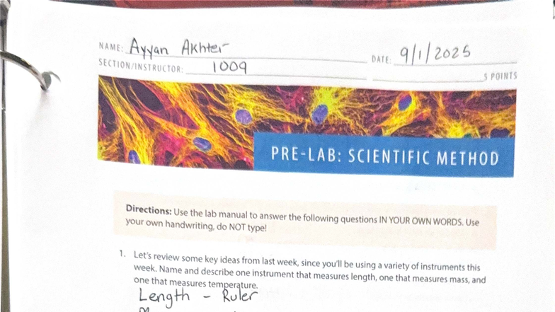 Scientific Method Pre Lab: Instruments and Measurements - Studocu