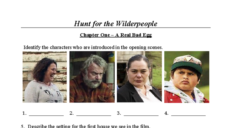 Hunt for the Wilderpeople (Viewing Questions) - Chapters 1-10 Analysis ...