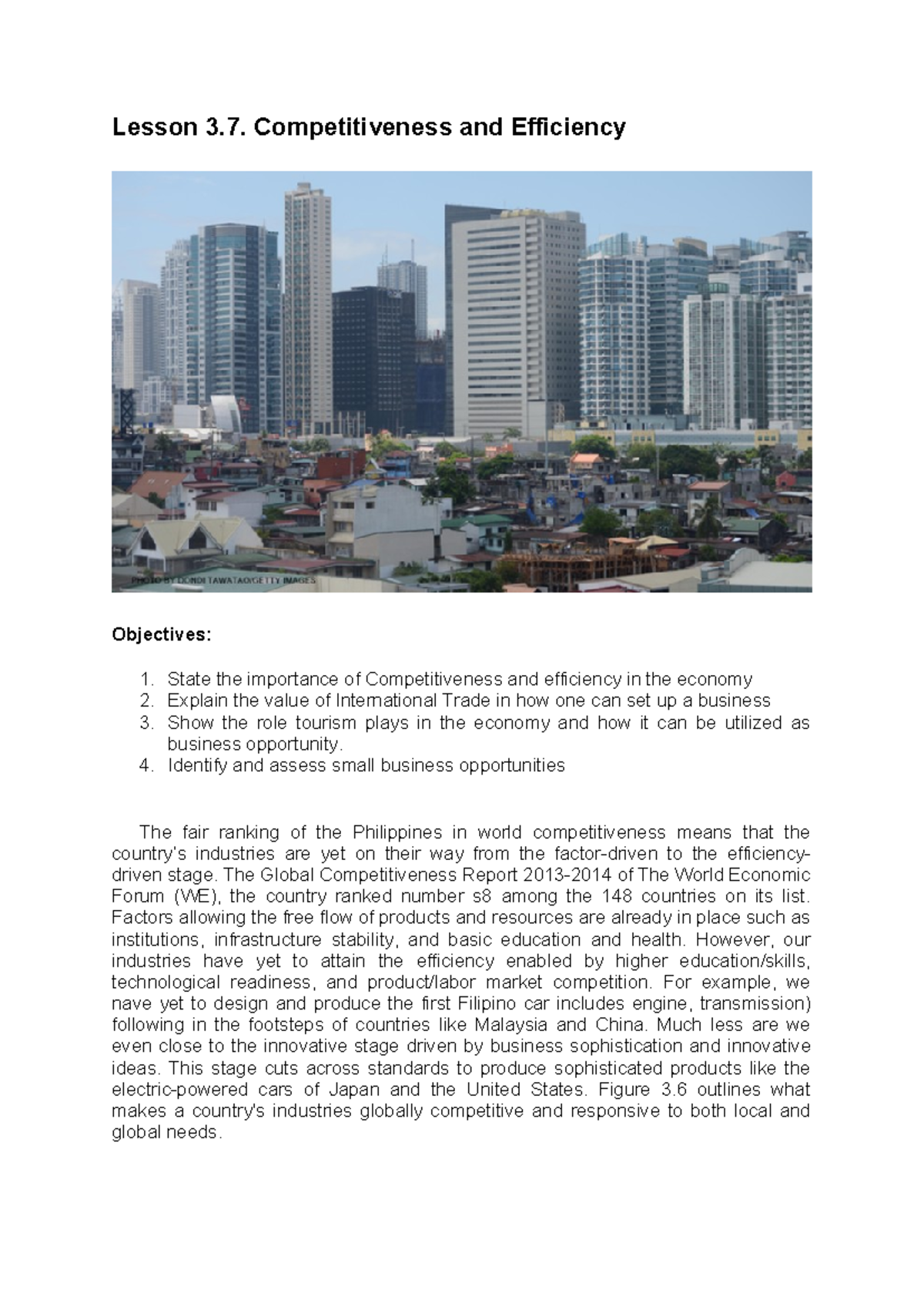 Lesson 3.7 - Competitiveness and Efficiency - Lesson 3. Competitiveness ...