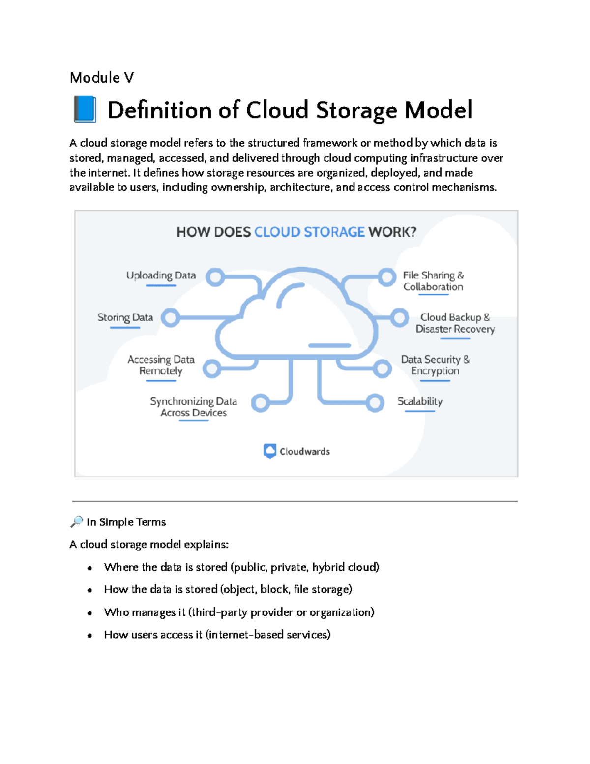 Module V P2 - Overview of Cloud Storage Models and Architectures - Studocu