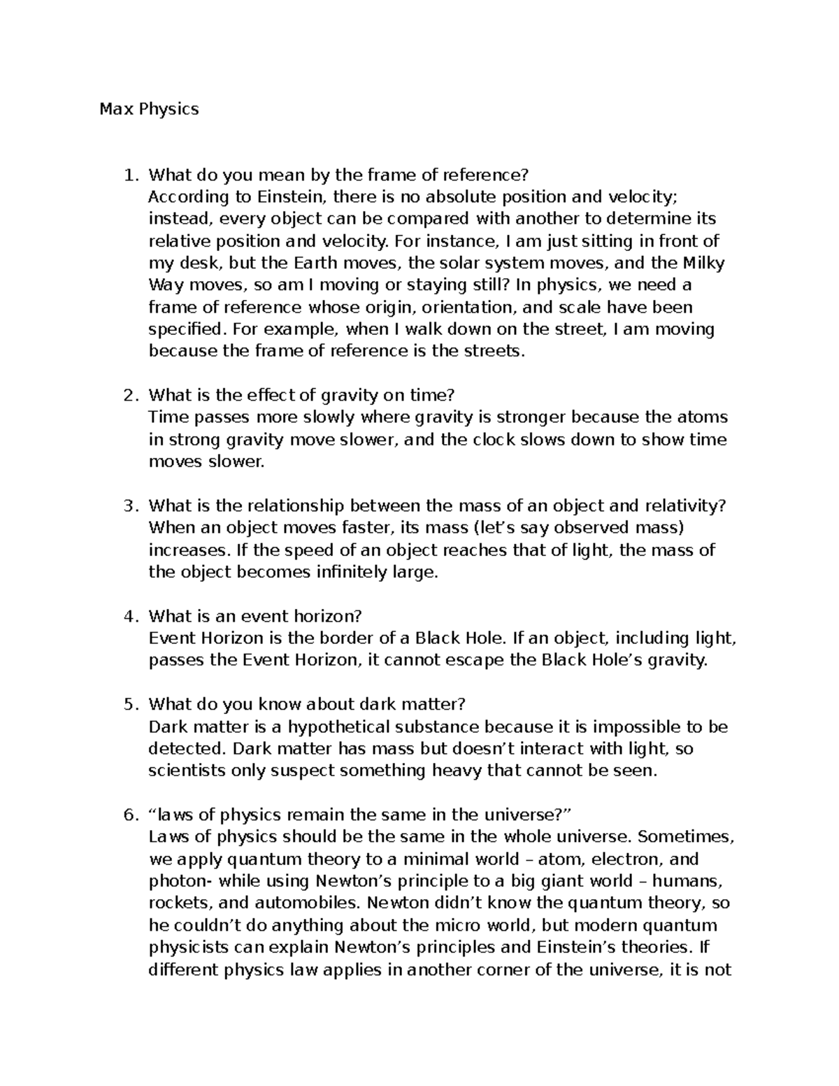 Max Physics - Definitions - Max Physics 1. What do you mean by the ...