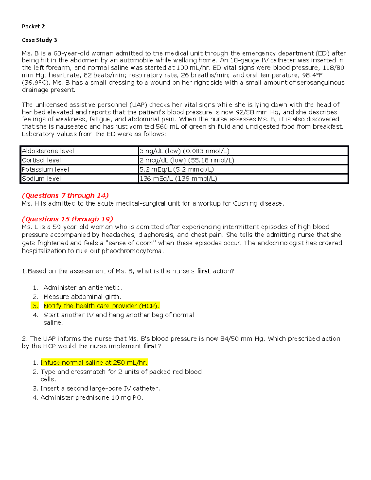 NRP HW Week 1, Part 2: Case Study Analysis and Patient Management - Studocu