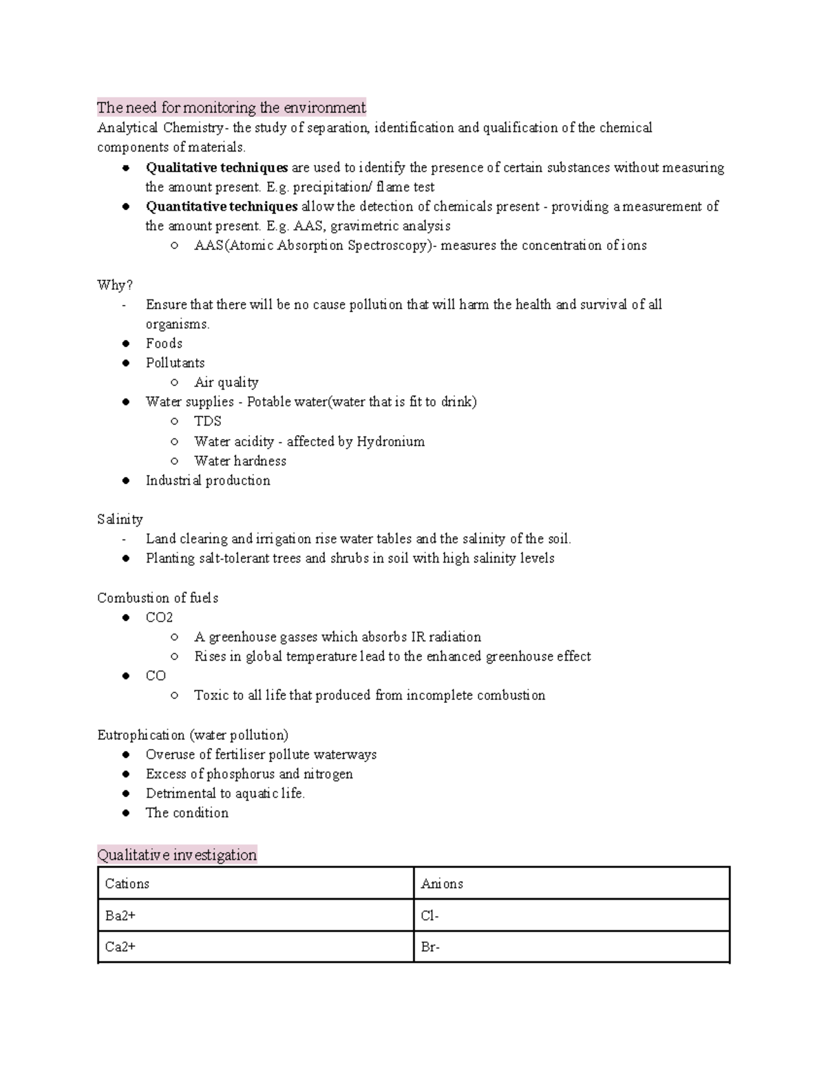HSC Chemistry Module 8: Environmental Monitoring & Analysis Techniques ...