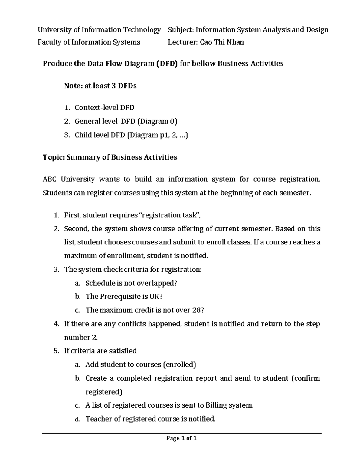 DFD Exercise 2 - Business Activities Overview for ISAD Course - Studocu