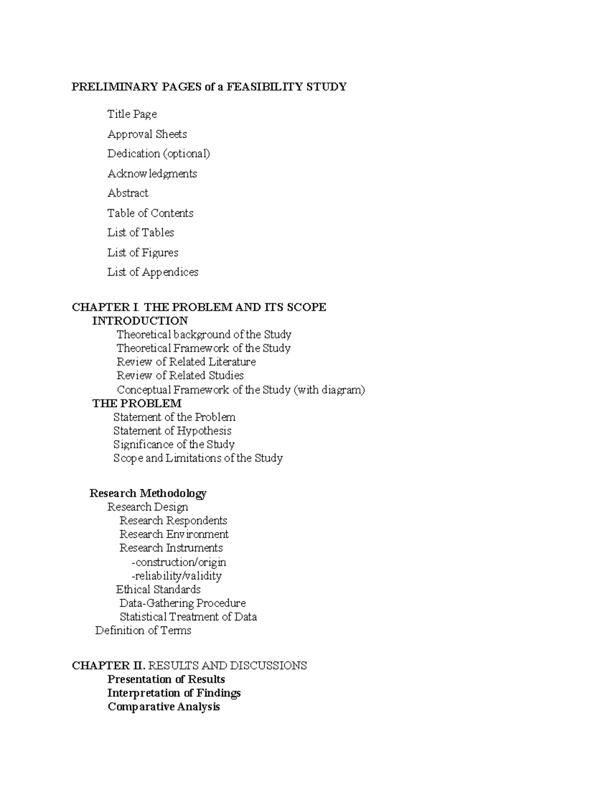 Preliminary Pages of a Feasibility Study: Structure & Content - Studocu