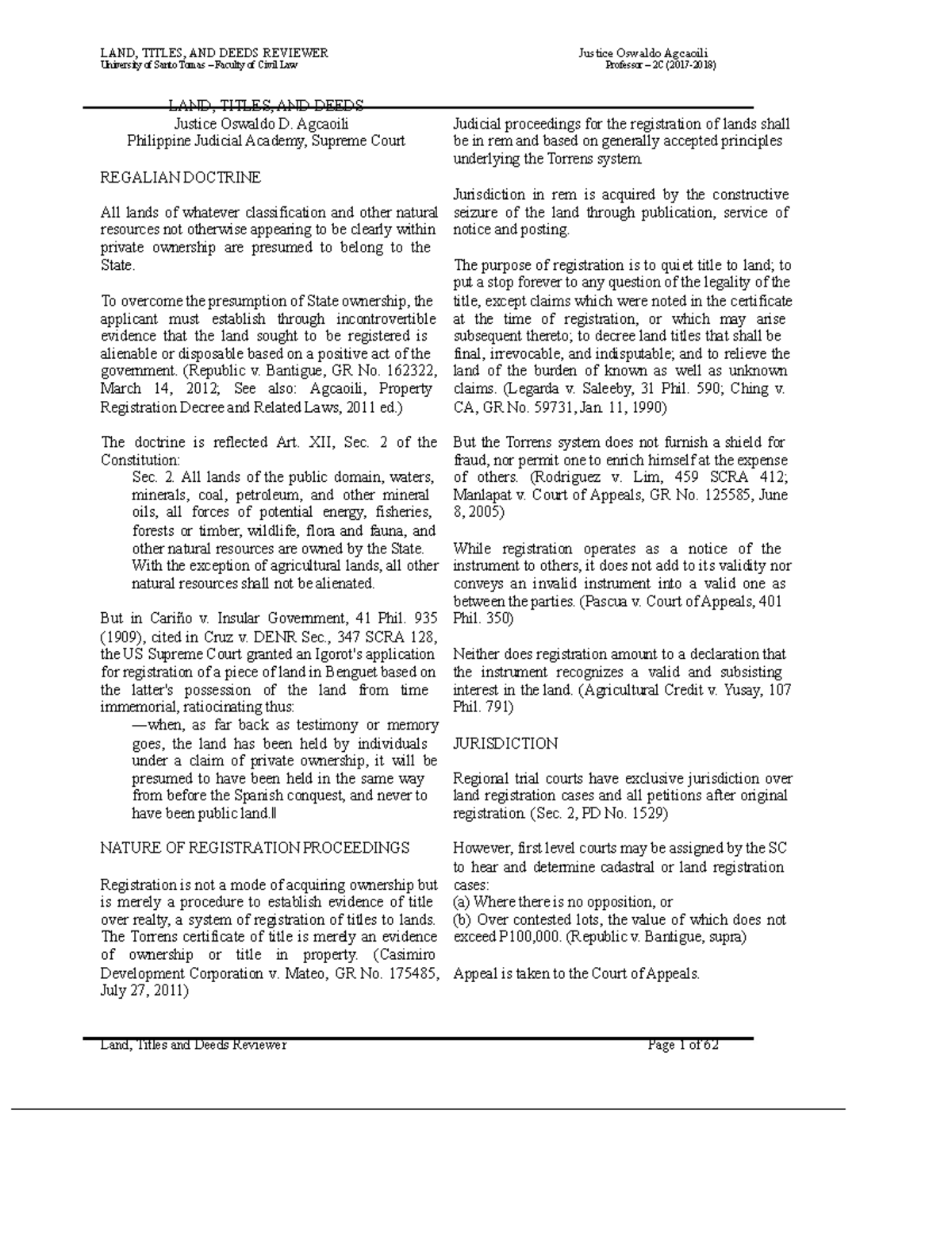 LAND TITLES AND DEEDS REVIEWER (CIVIL LAW 2C) - Studocu