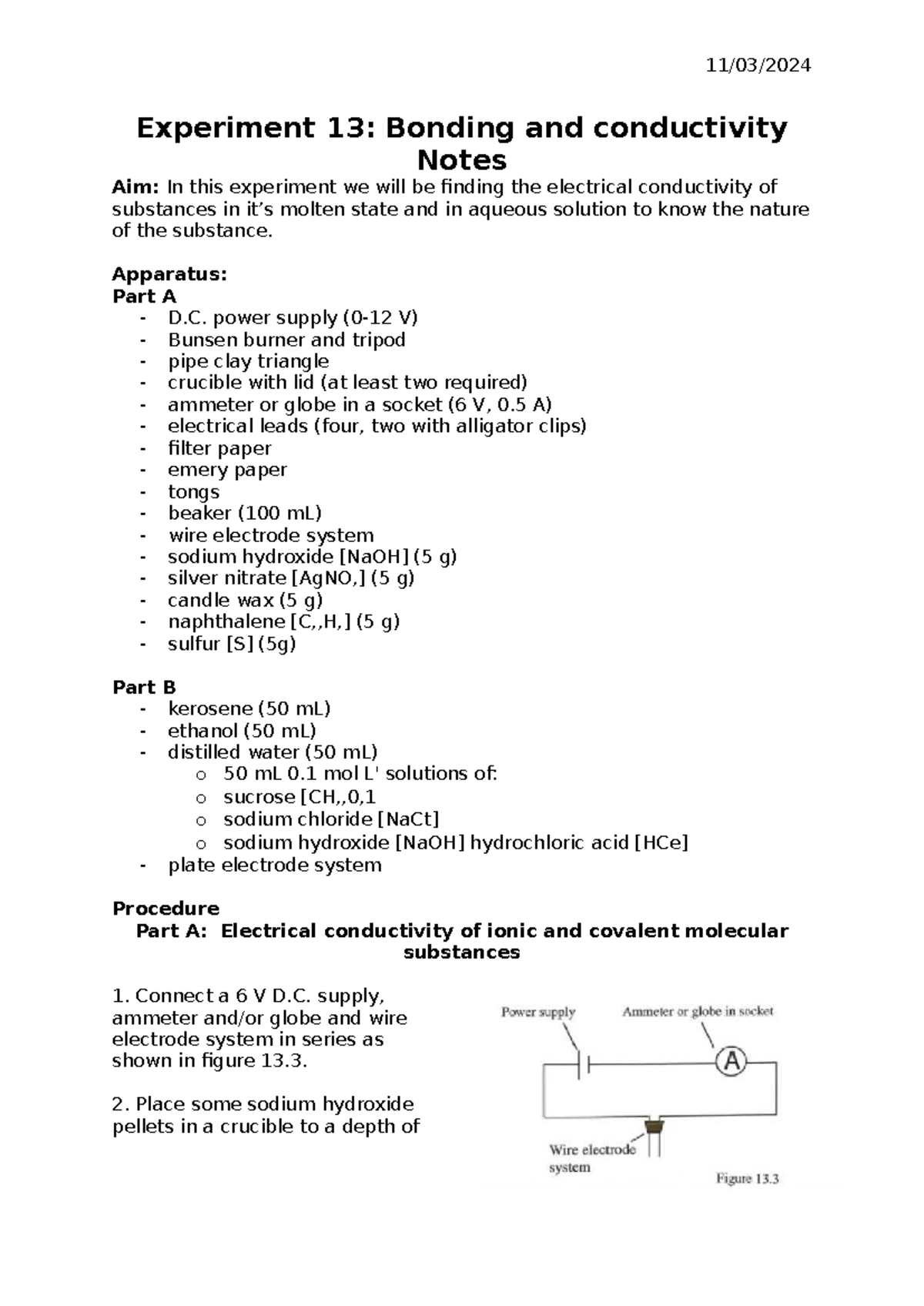 Experiment 13: Bonding & Conductivity Notes - Studocu