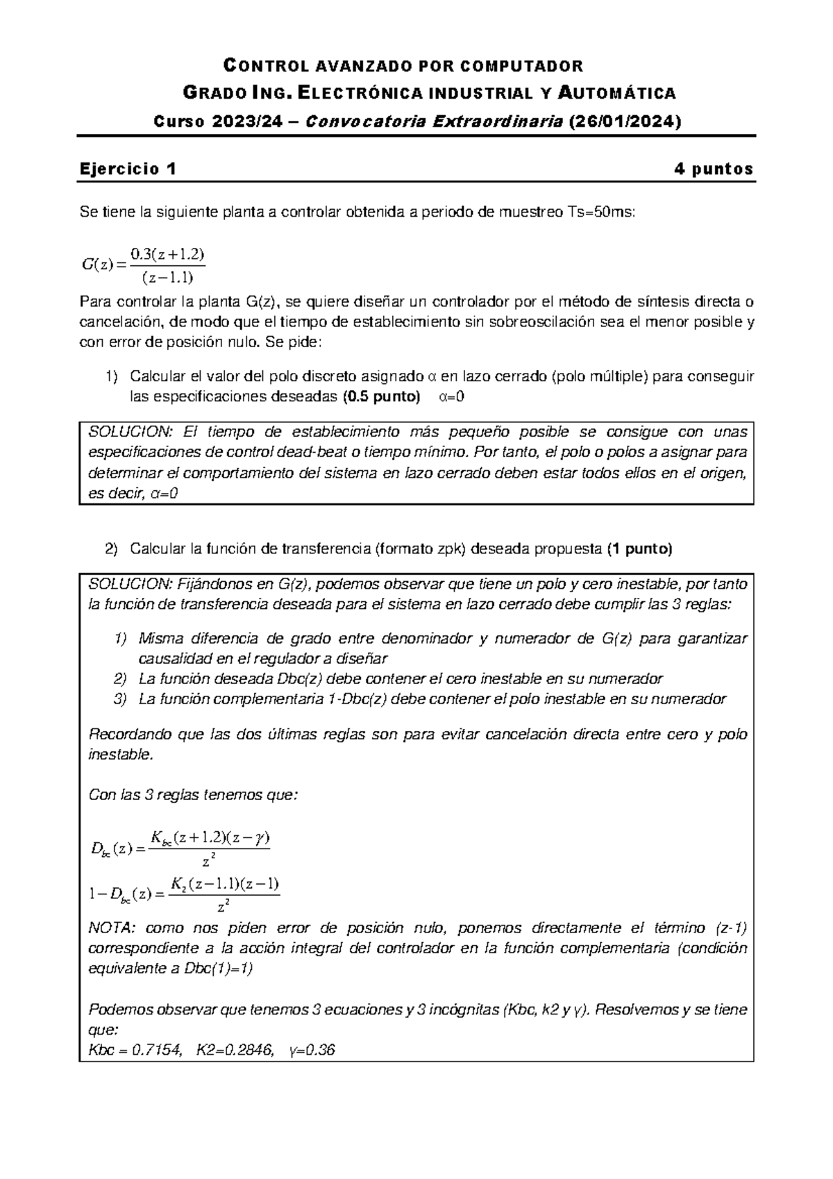 Examen CAC 23-24: Soluciones Control Avanzado por Computador - Studocu