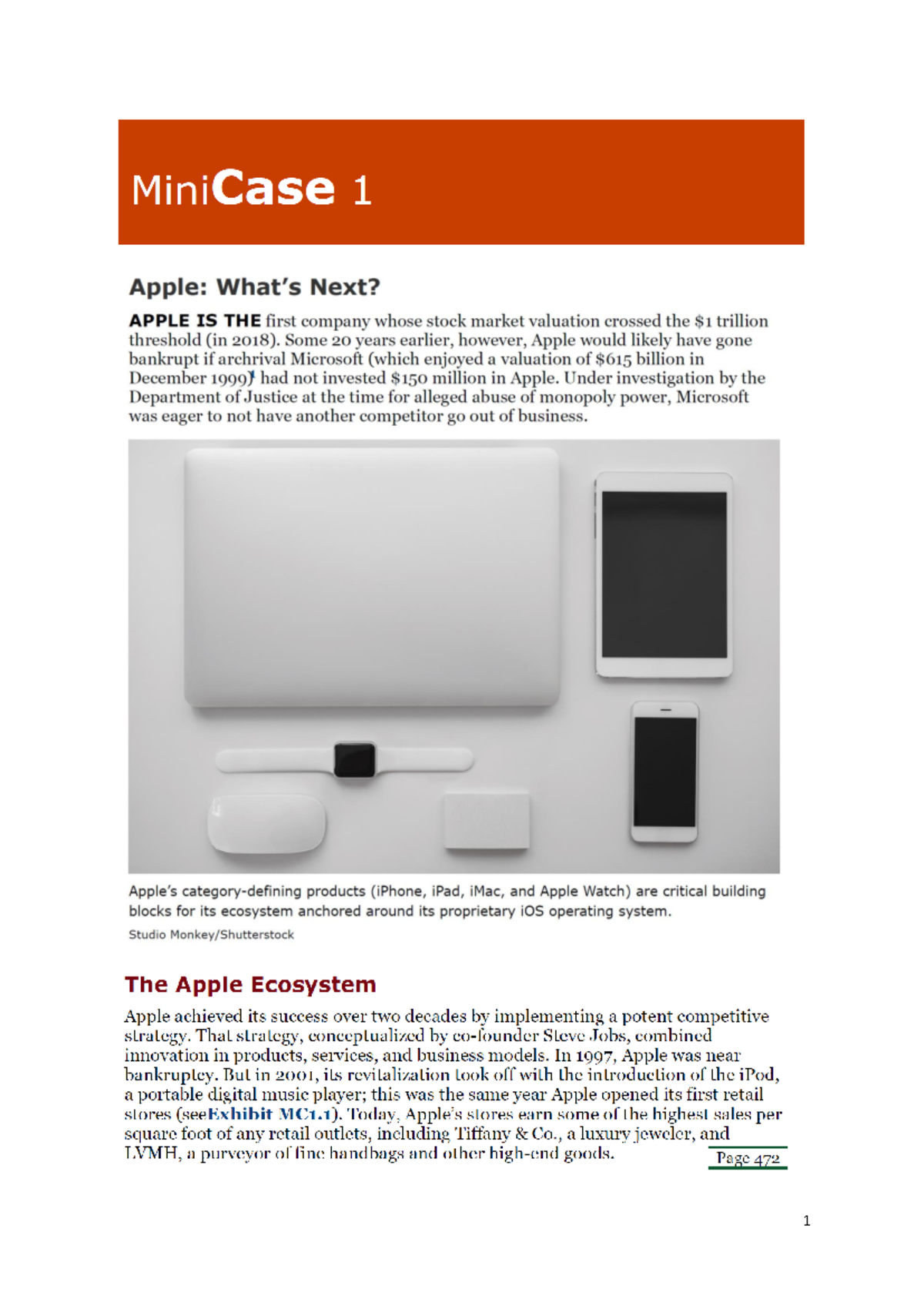 Mini Case 1 Apple - What's Next - MGMT102 - Studocu