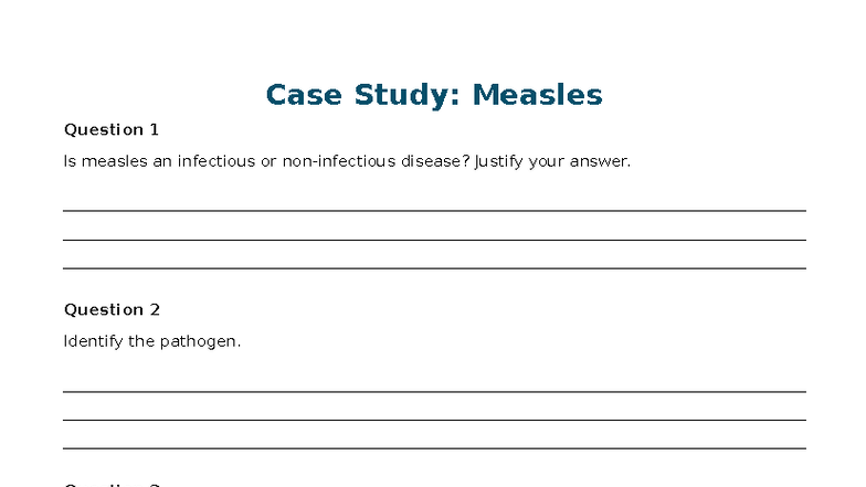 Case Study: Measles Practice Questions and Answers - Studocu