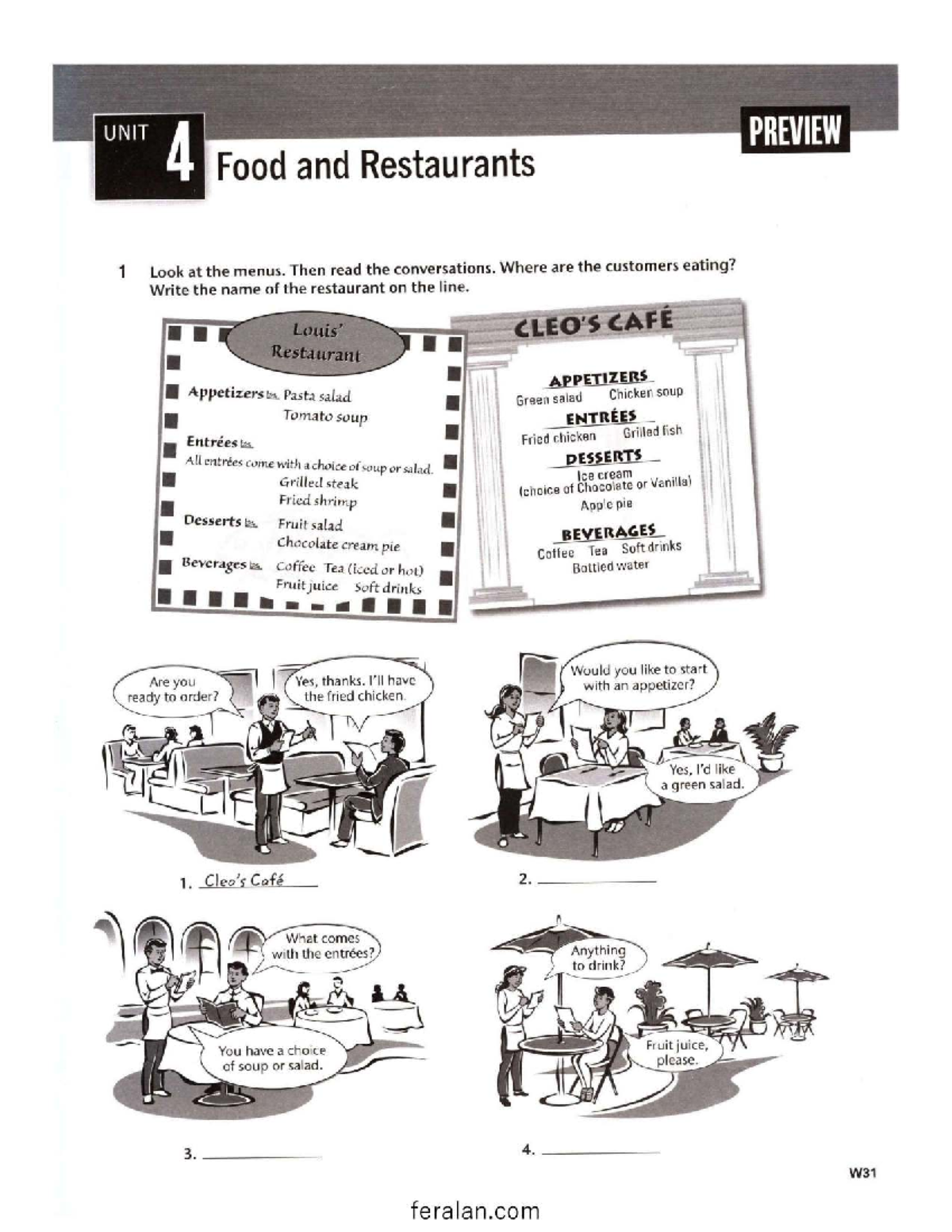 Workbook Unit 4: Food and Restaurants Activities and Exercises - Studocu