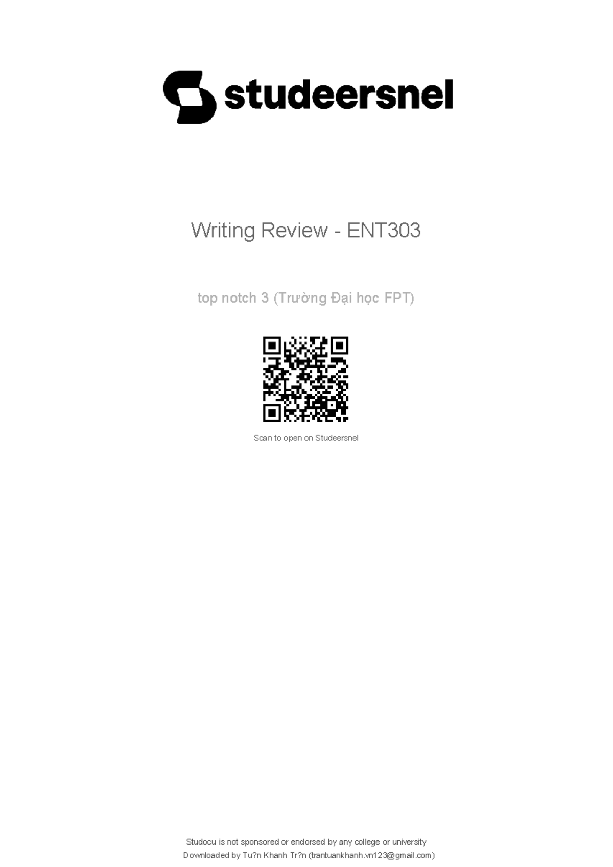 Writing Review for ENT303: Top Notch 3 - Đề Writing - Studocu
