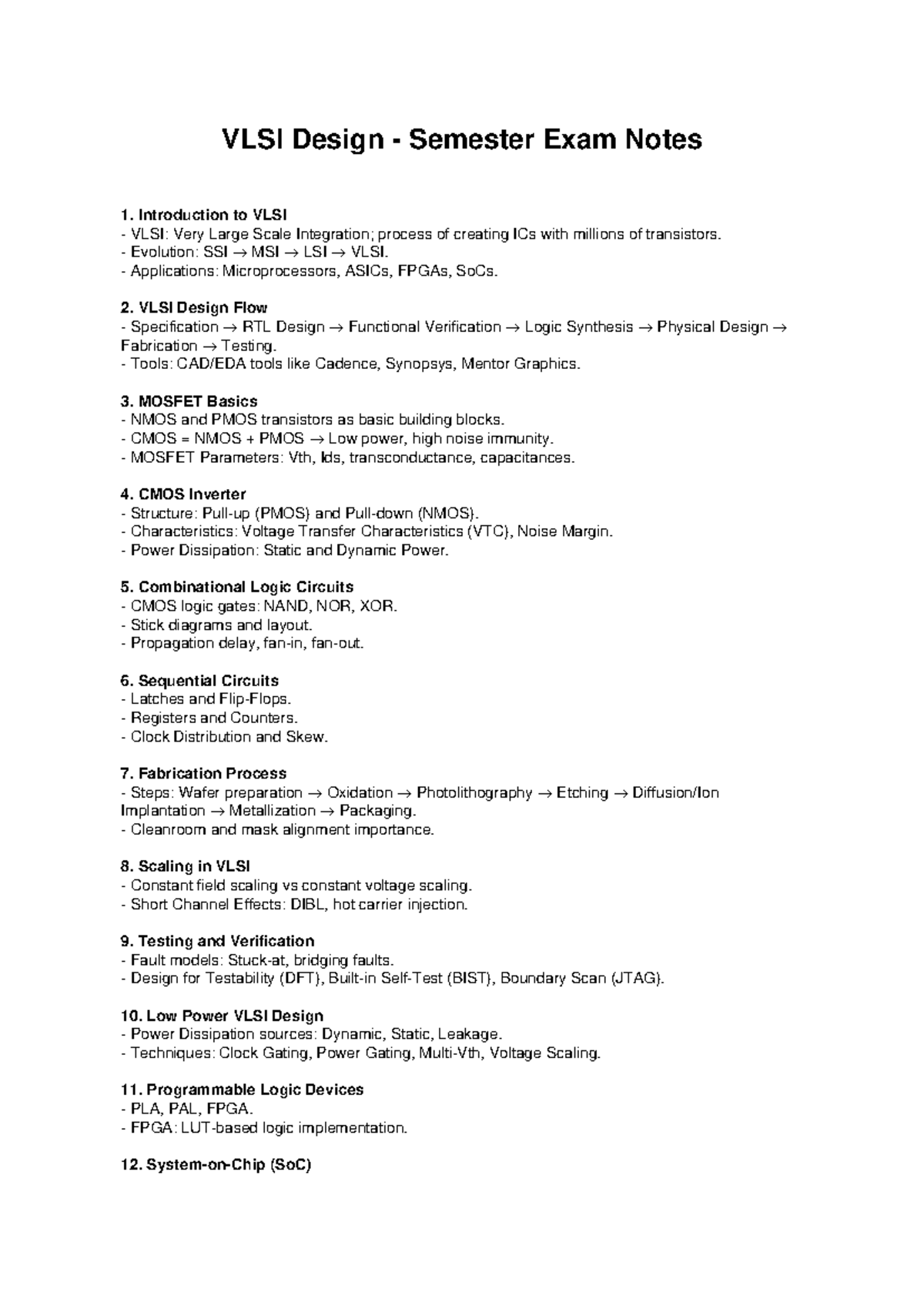 VLSI Design Semester Exam Notes - BTech ECE - Studocu