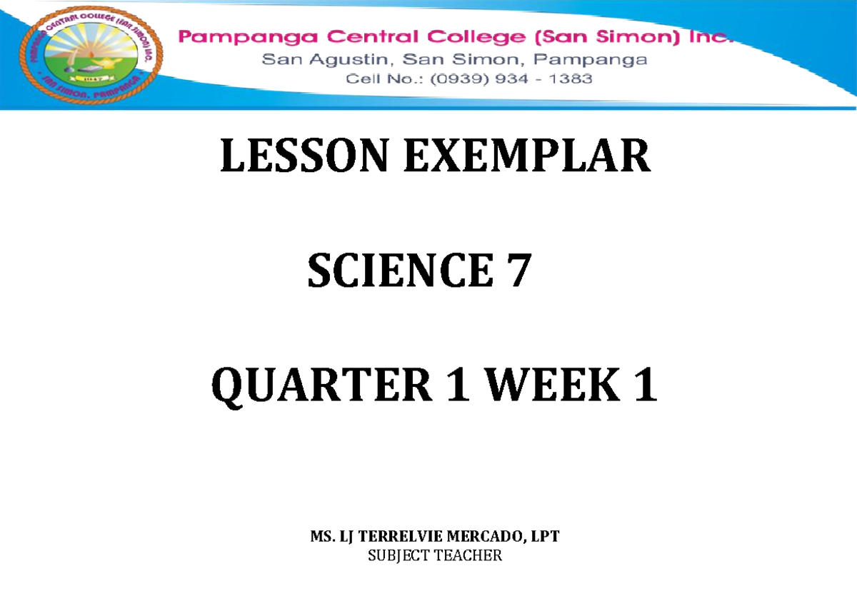 Q1 LE Science 7 L1 W1 - Particle Model and Scientific Models Lesson ...