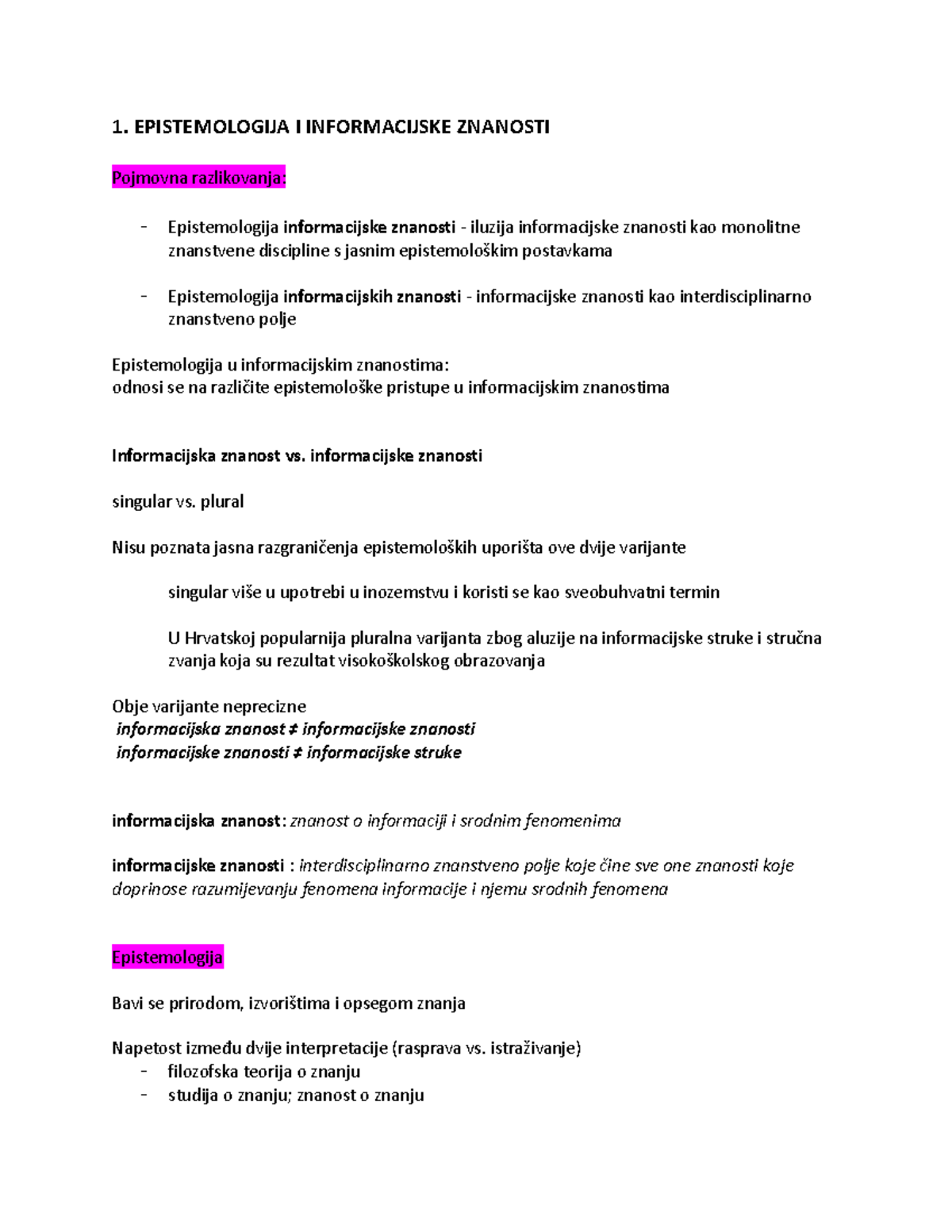 Epistemologija u informacijskim znanostima - Skripta za predavanja - Studocu