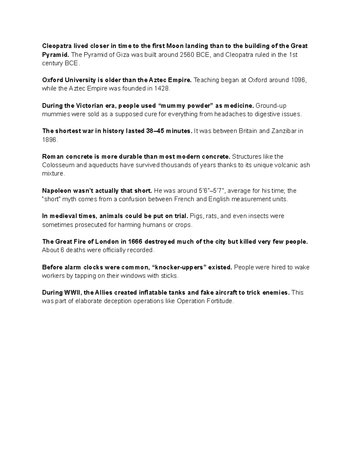 History Notes: Fascinating Facts and Myths from Ancient to Modern Times ...