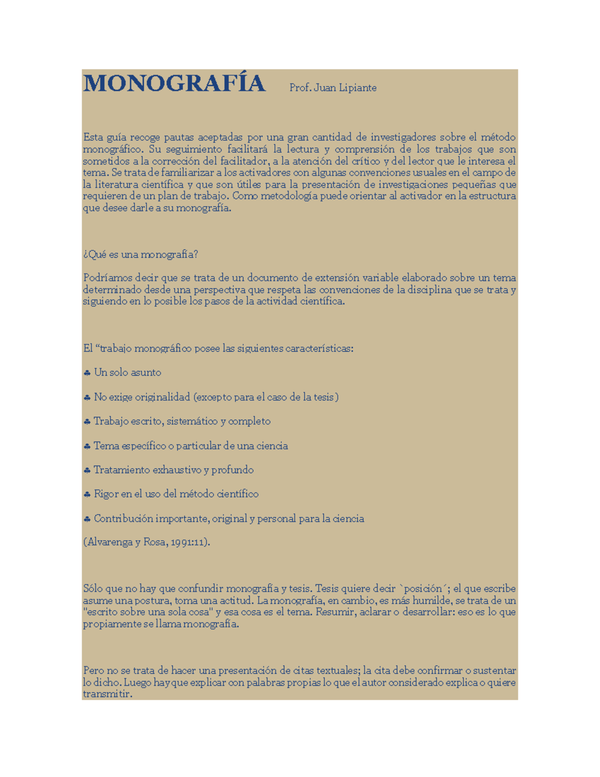 Monografia generalidades - MONOGRAFÍA Prof. Juan Lipiante Esta guía ...