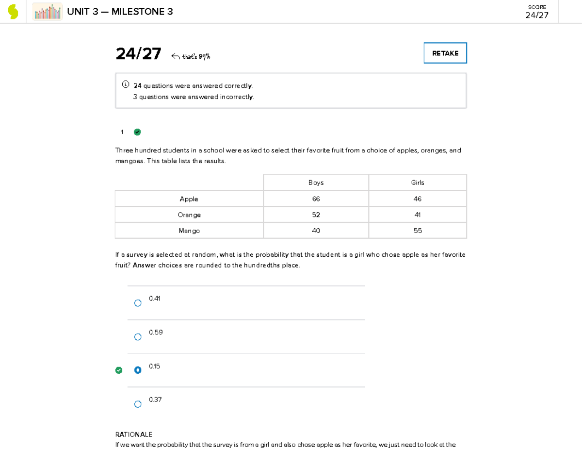 Sophia Introduction to Statistics Milestone 3 Analysis and Review - Studocu