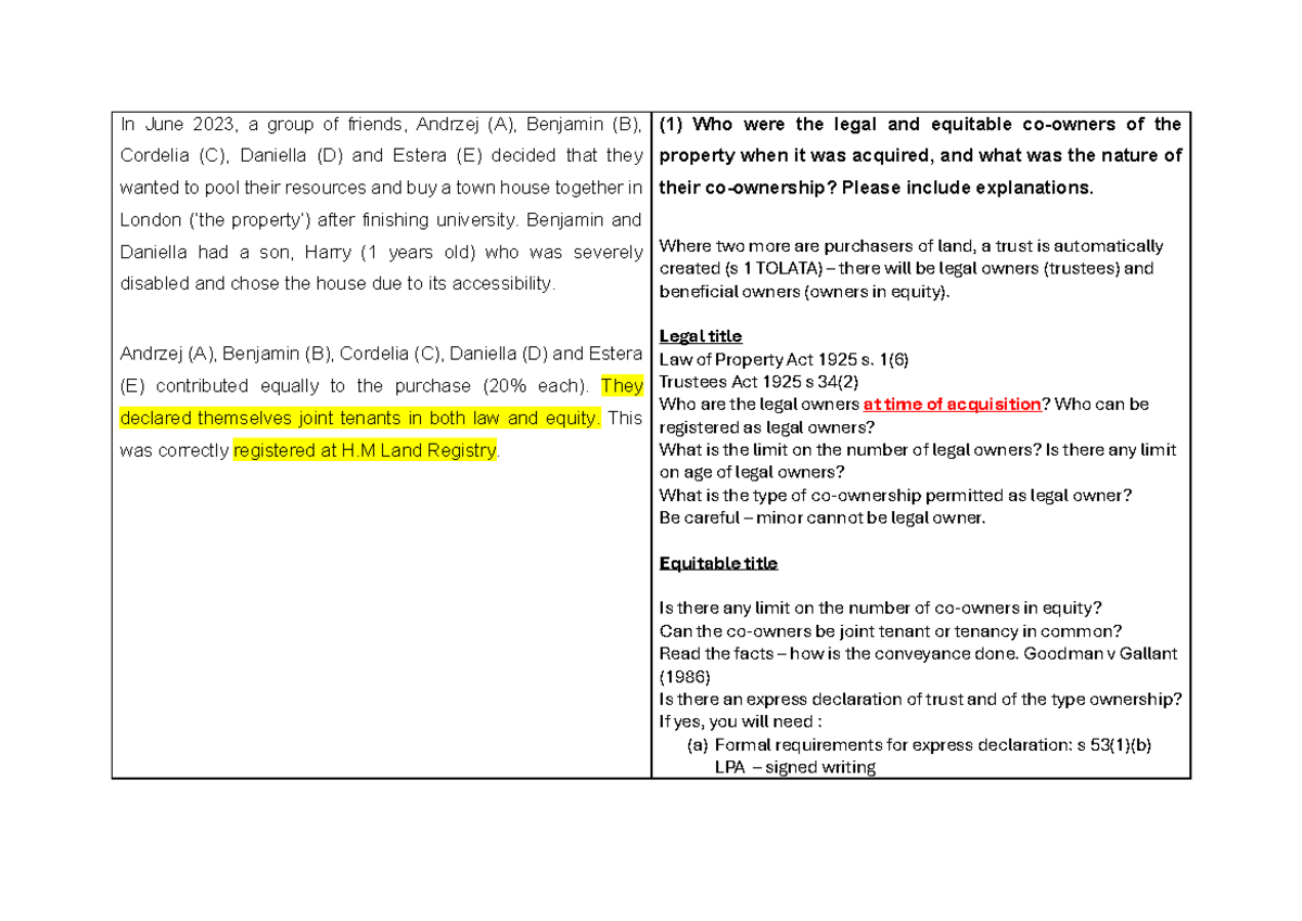 Legal Ownership and Trust Issues in Property Acquisition: A Case Study ...