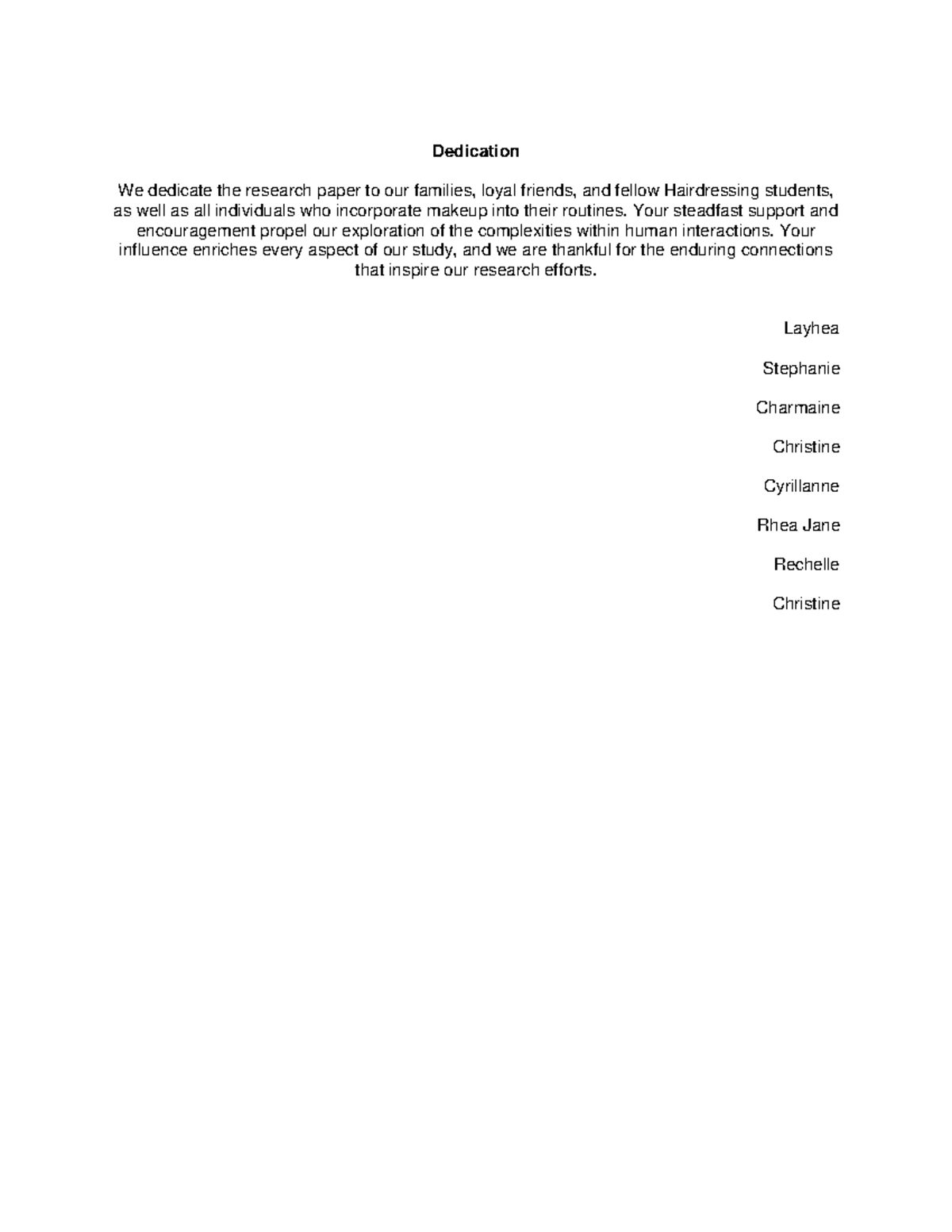 Ack - ugugugug - Dedication We dedicate the research paper to our ...