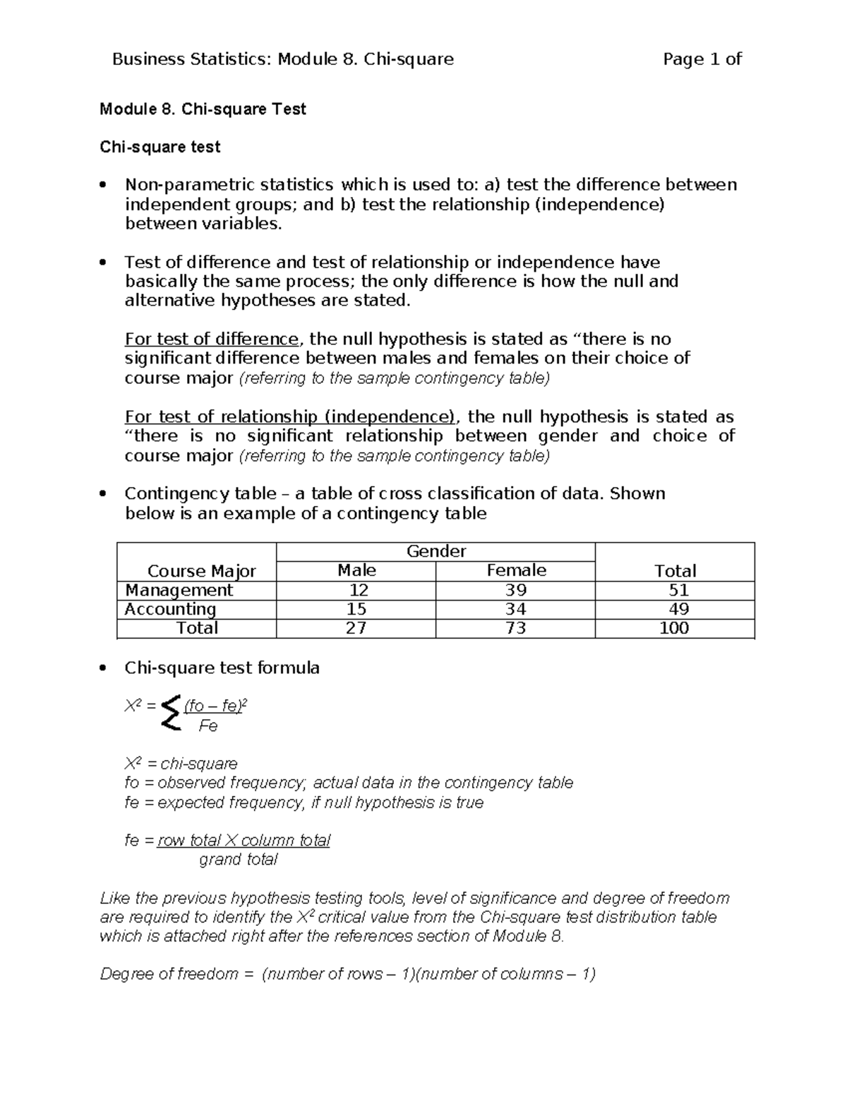 Business Statistics: Module 8 Test on Hypothesis Testing - Studocu