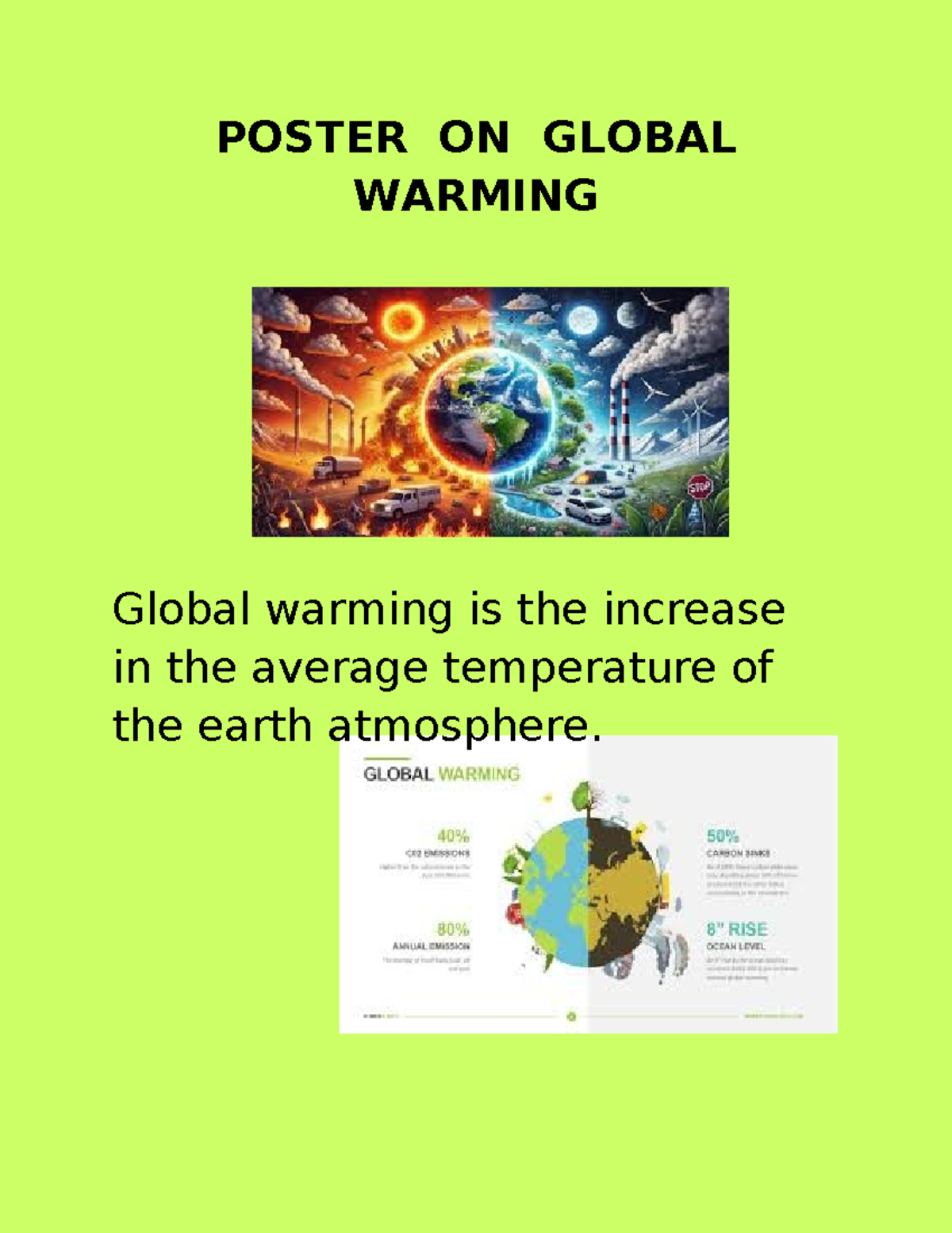 Poster ON Global Warming - MCA - POSTER ON GLOBAL WARMING Global ...