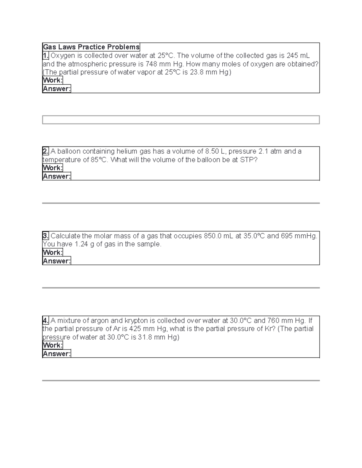 Gas Laws Practice Problems (Chem 101) - Studocu