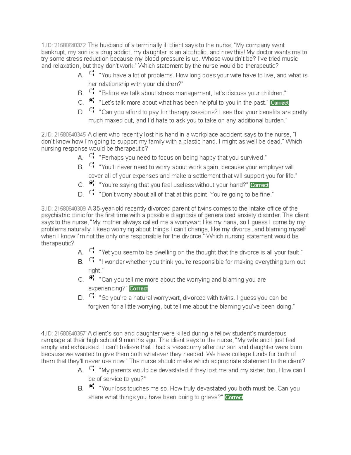 Module 3 - Mental Health Concepts Exam with Rationale. (Transfer) - 1: ...