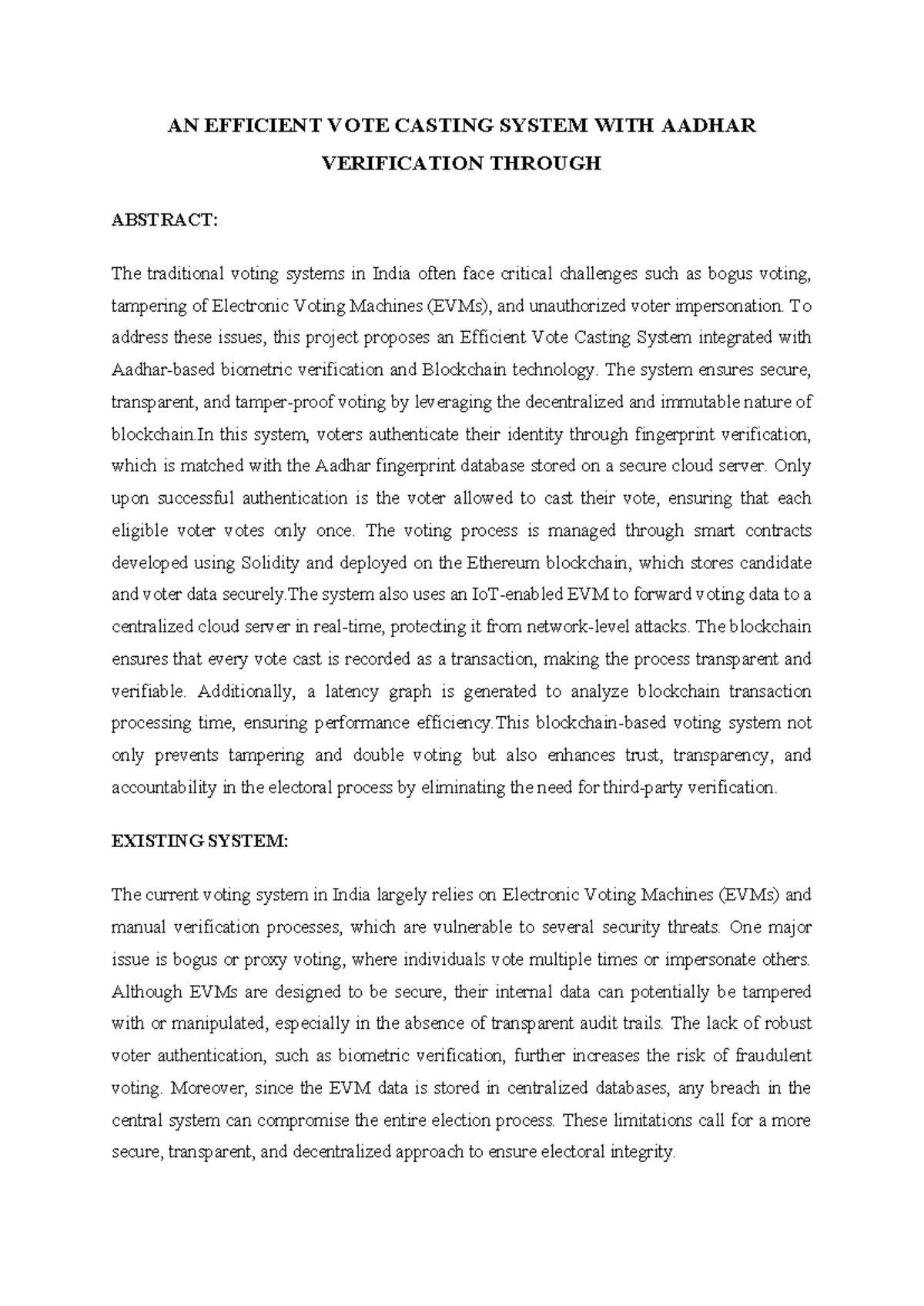 Efficient Vote Casting System with Aadhar Verification: Major Voting ...
