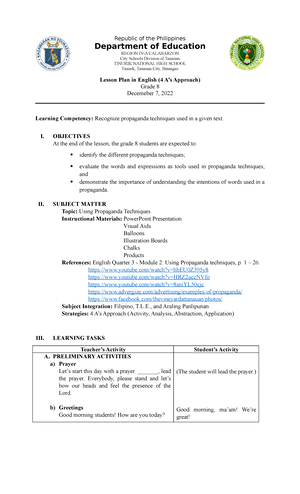 Self Learning Module on Propaganda Technique - Republic of the ...