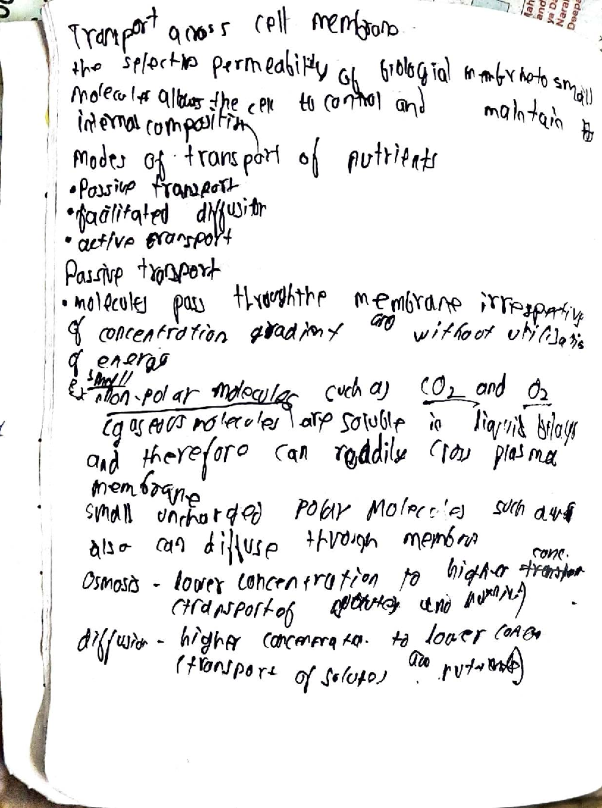 Transport Across Cell Membrane 9110ss: Mechanisms & Molecules - Studocu