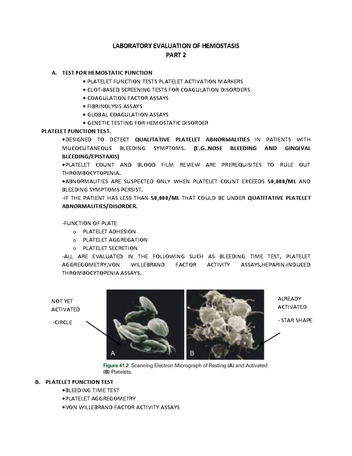 LAB EVAL 2-3: HEMOSTASIS FUNCTION AND TEST REVIEW - Studocu