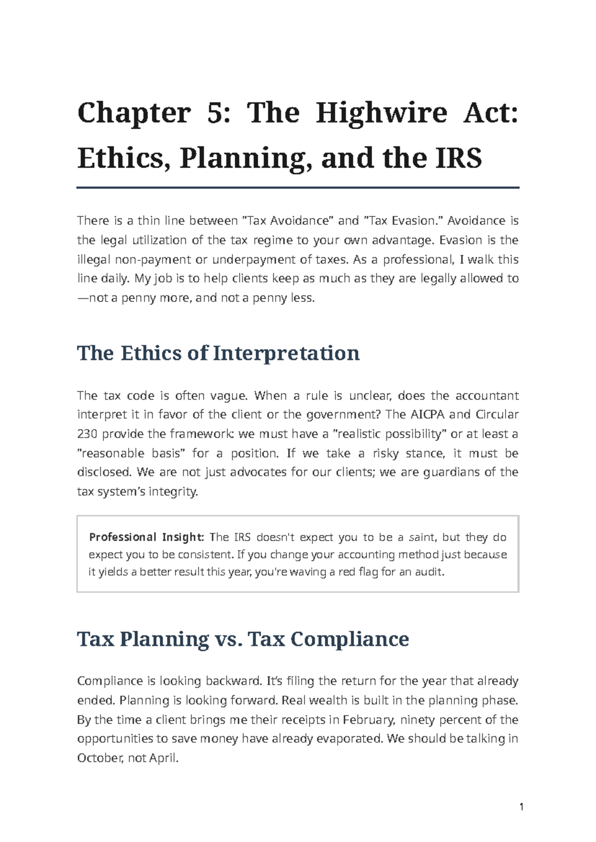 Chapter 5: Ethics, Planning, and the IRS in Taxation (D XSds CD) - Studocu