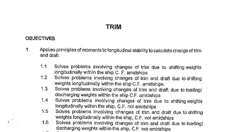 TRIM 1: Longitudinal Stability Calculations and Exercises - Studocu