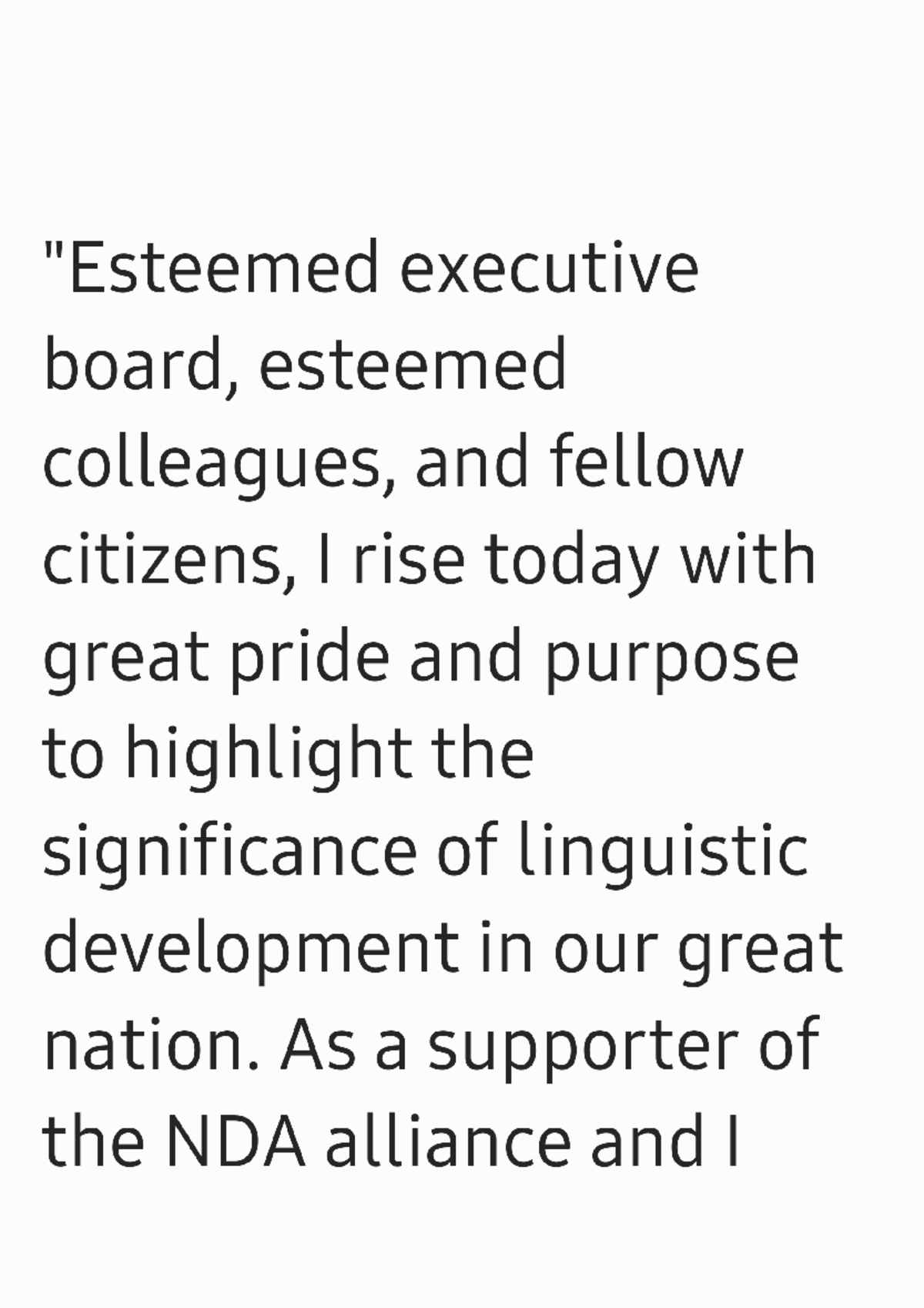 NDA 2023: Opening Speech on Linguistic Development and Unity - Studocu
