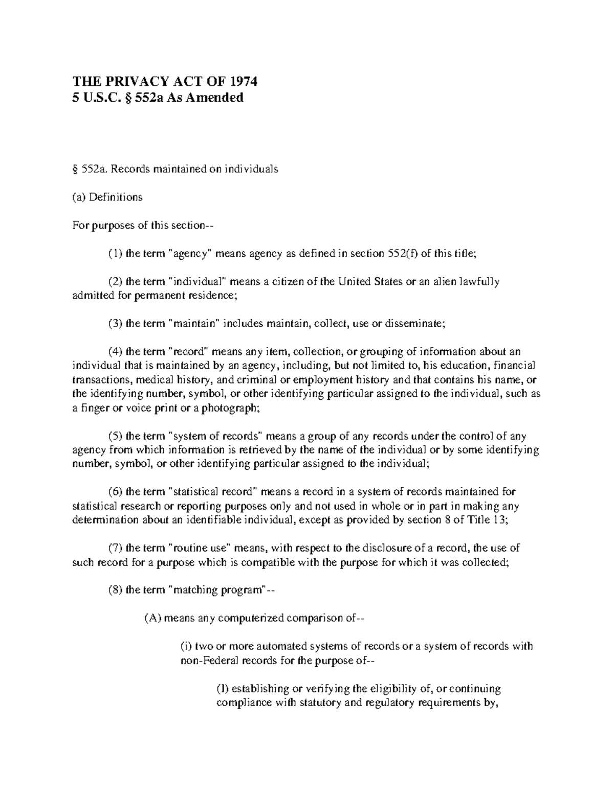 Privacy Act of 1974: Key Provisions & Agency Responsibilities Overview ...
