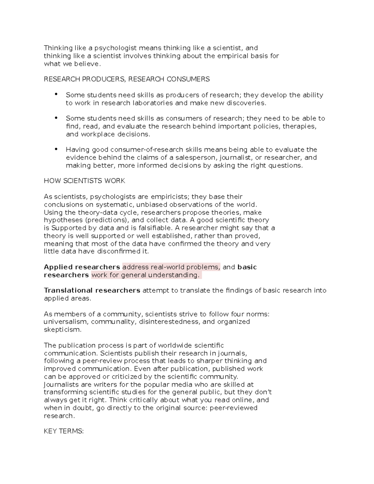 Lecture 1 - RESEARCH PRODUCERS, RESEARCH CONSUMERS - Thinking like a ...