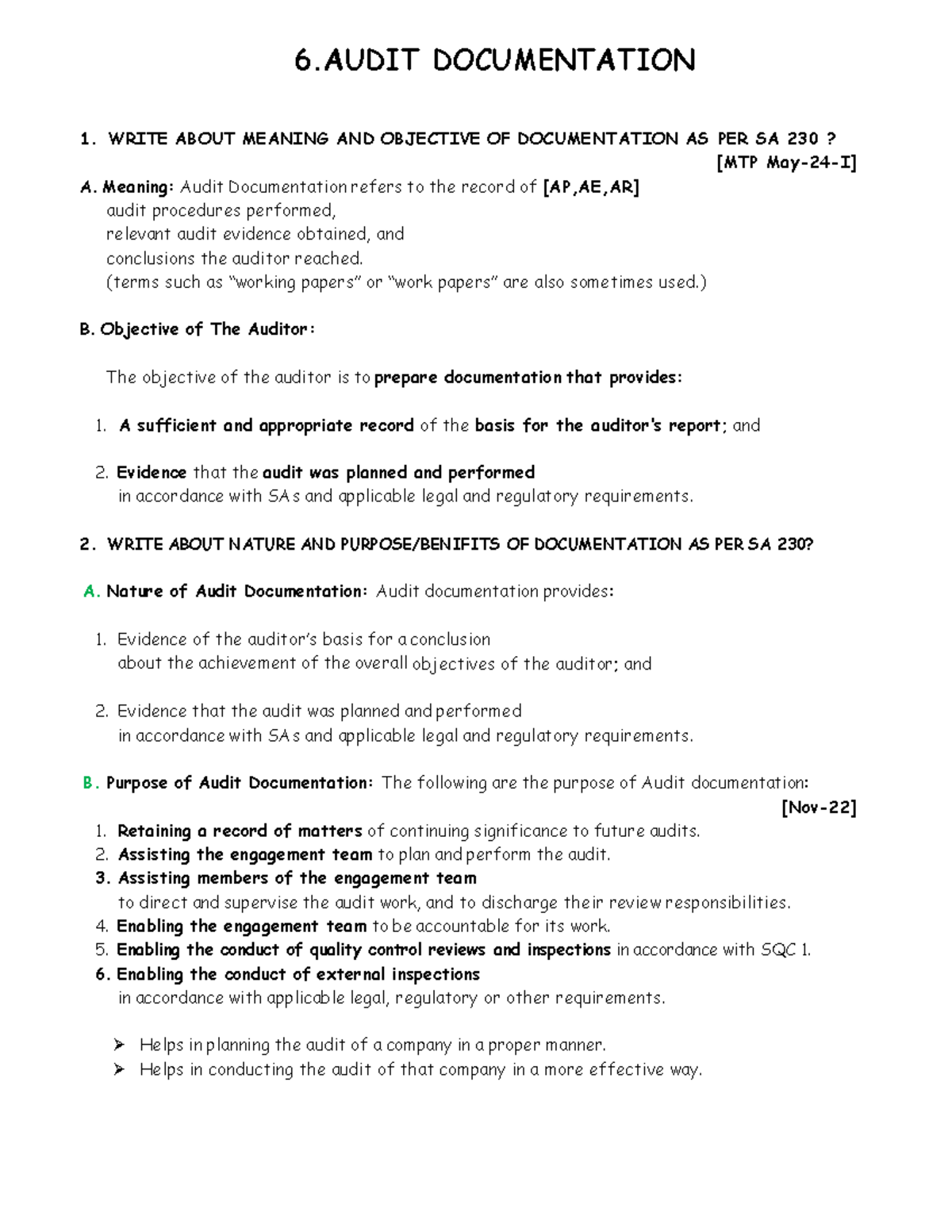 Chapter 6 - Audit Documentation: Meaning, Objectives & Key Factors ...