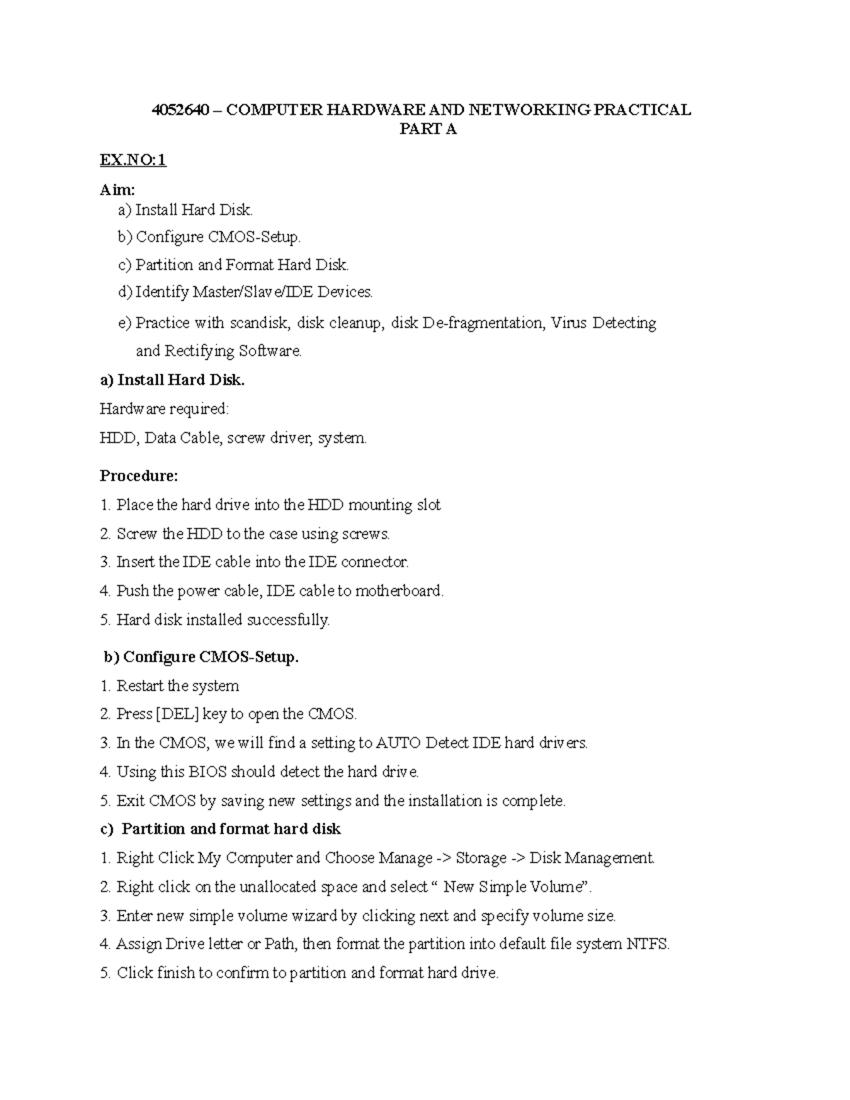 CHS LAB Manual - CSE - Computer Hardware & Networking Practical Guide ...